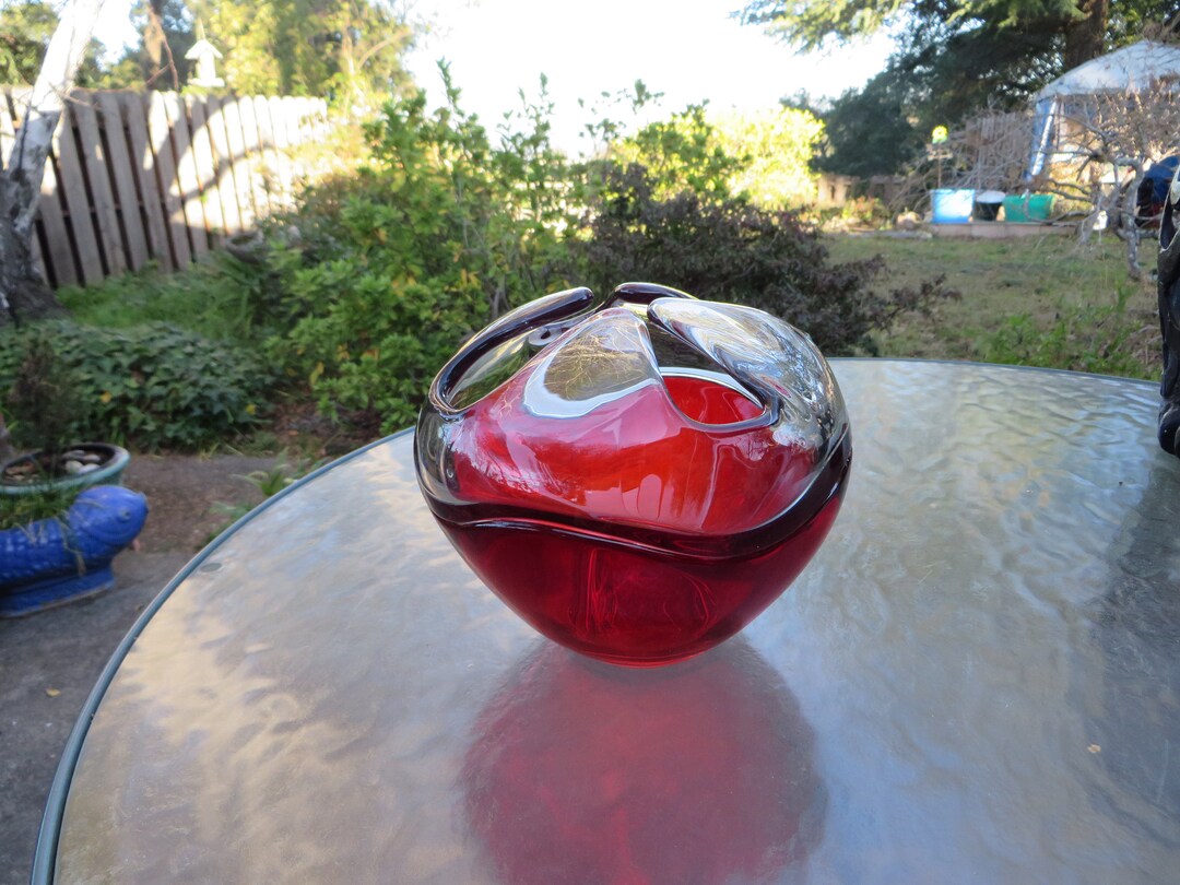Tiffin Empress Ruby & Crystal Rose Bowl #6606 - Mid Century Art Glass ...
