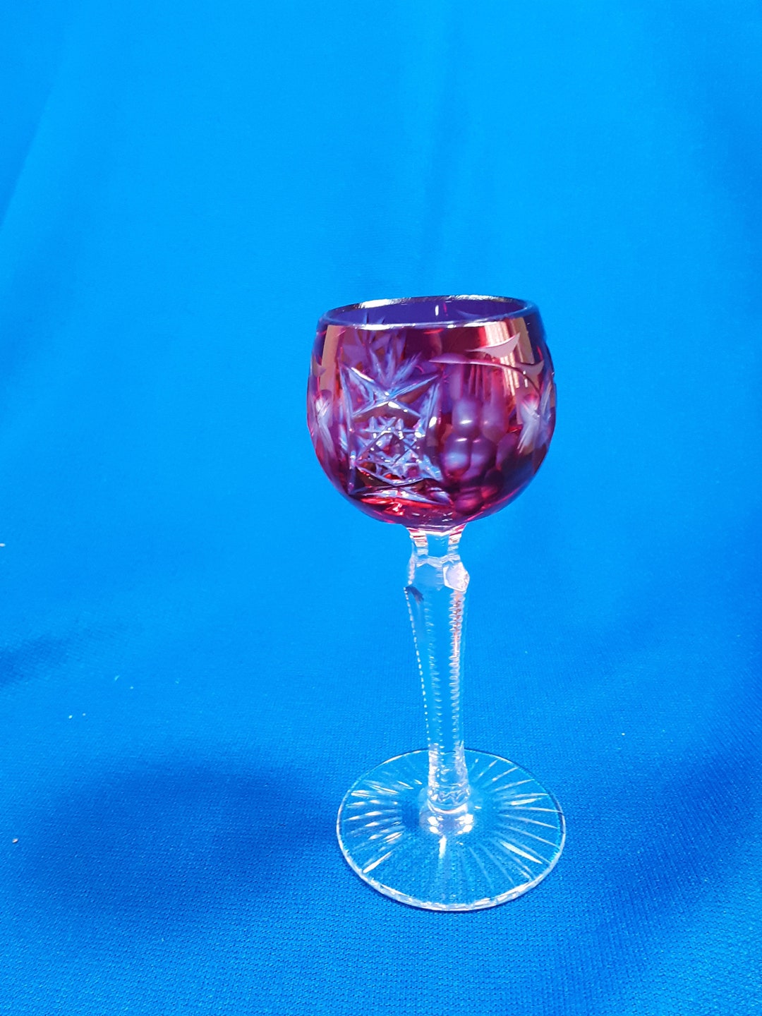 Beautiful Dark Cranberry "cut to Clear" Bohemian 4-5/8" Tall and 1.5 ...