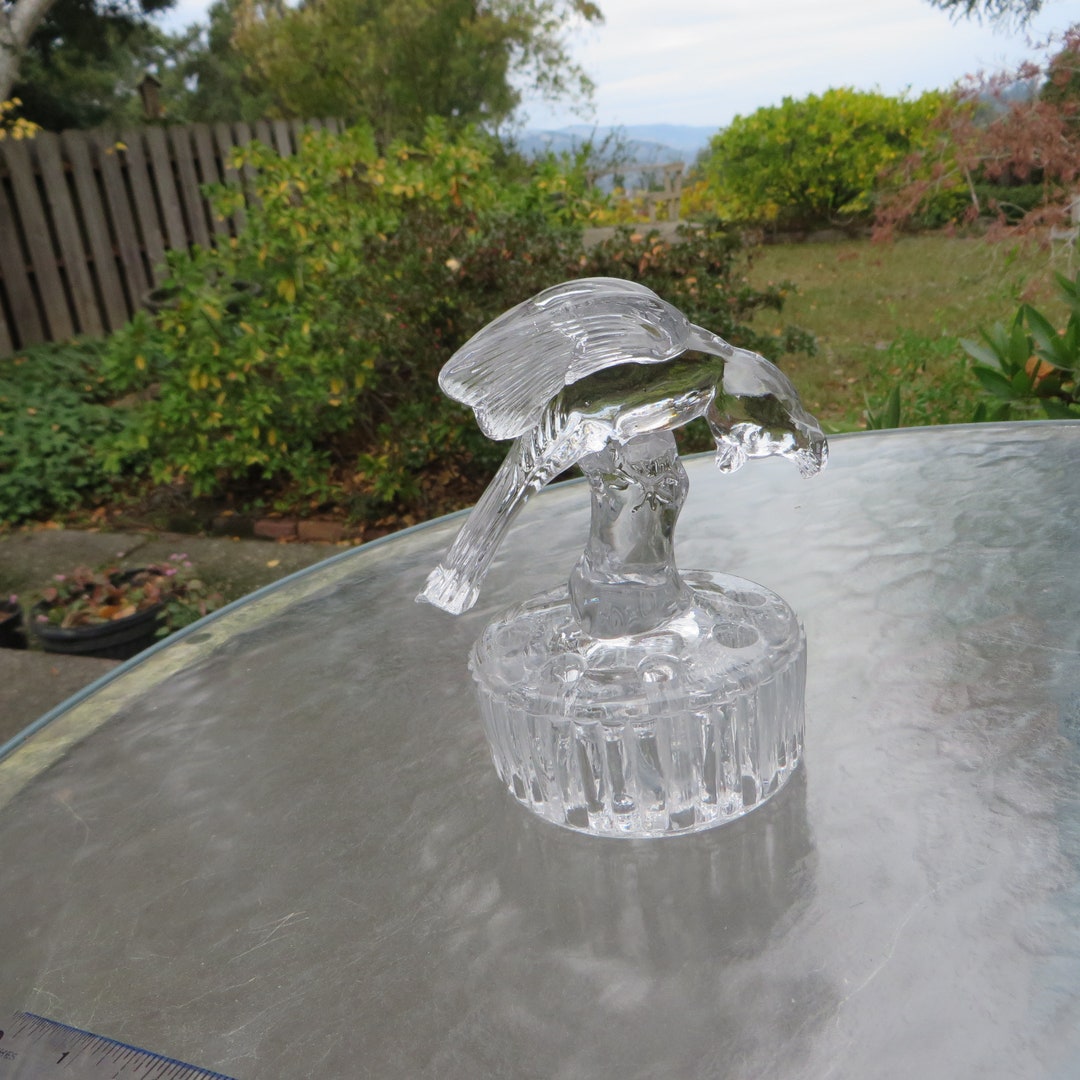 Beautiful Deco Cambridge Crystal Glass Blue Jay Flower Frog #1137 5 1/2 ...