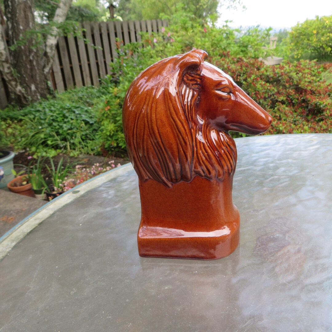 Frankoma #122 - 7""long Hair Collie" Bookend for the Collie Club of ...