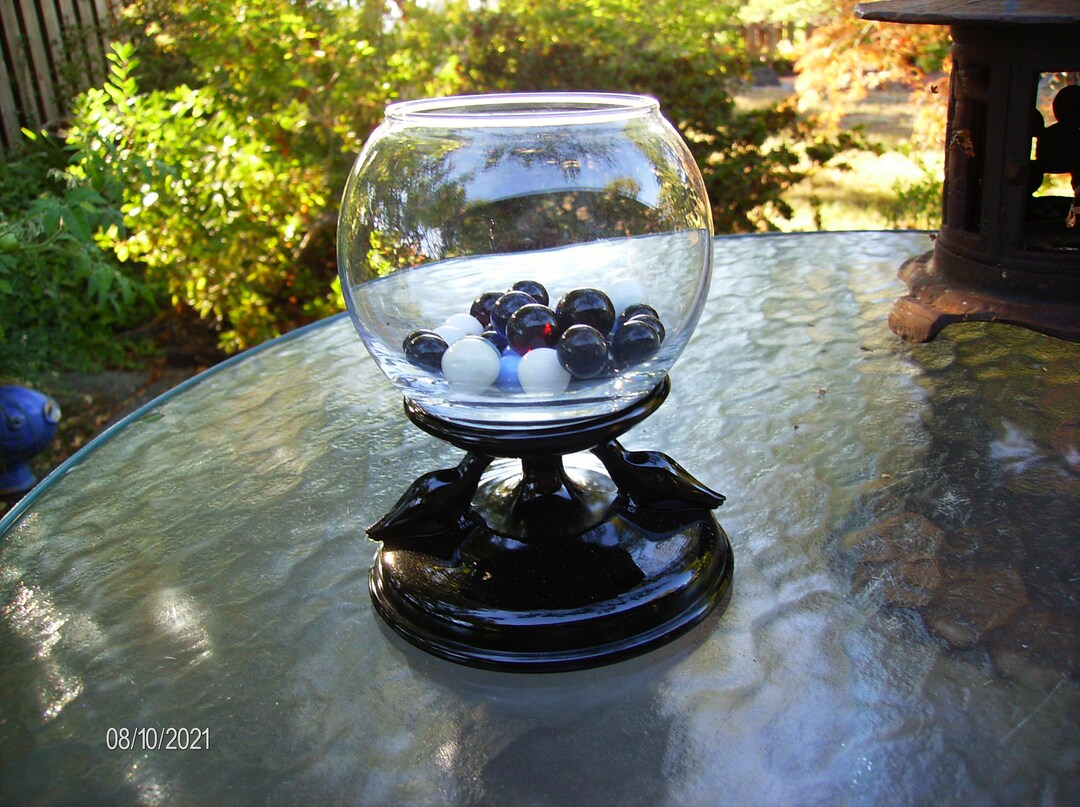 Super Cute Black Amethyst 6" (tall) Fish Bowl Stand With Clear Bowl ...