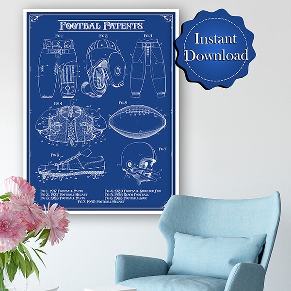 Football Patent Printable - Etsy