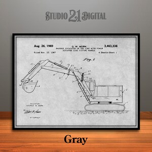 Backhoe Excavator Printable Patent Print, Heavy Equipment Operator Gift ...