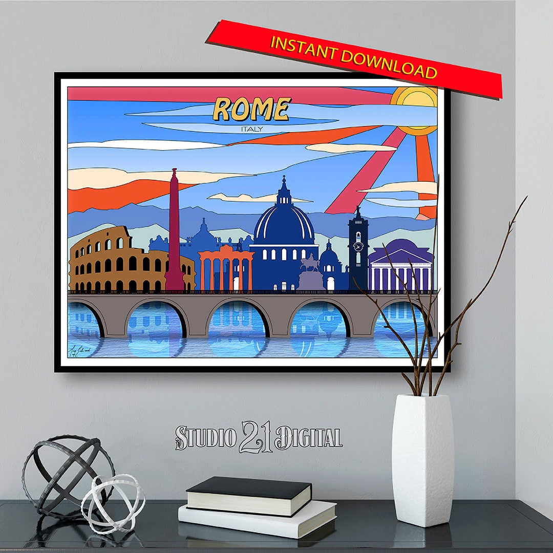 Rome Pop Art Digital Download, the Eternal City, Italy Travel Poster - Etsy