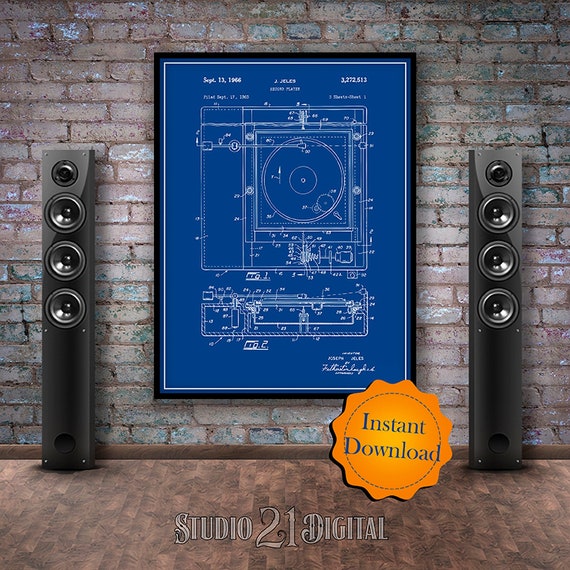 1966 Record Player Printable Patent Vintage Turntable Music | Etsy