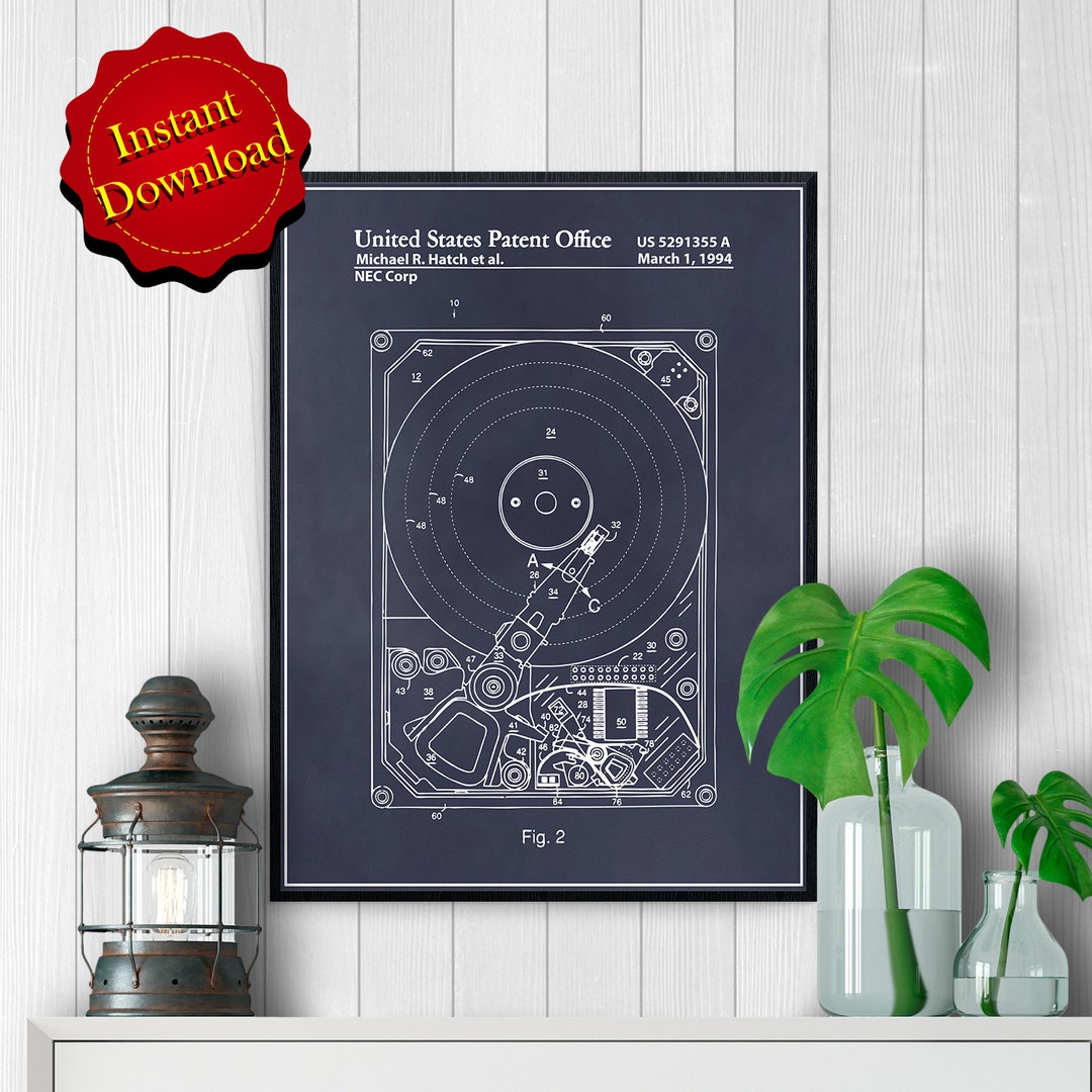 Computer Hard Drive Patent Digital Download, Computer Decor Science ...