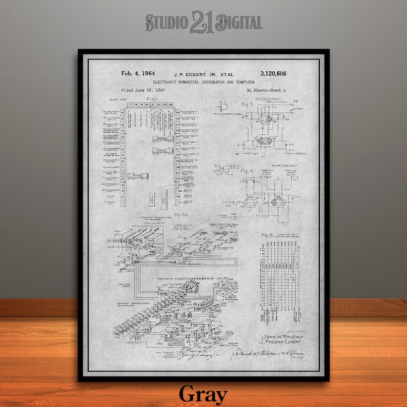 ENIAC Computer Patent Print: Tech Wall Art, Science Classroom Decor ...