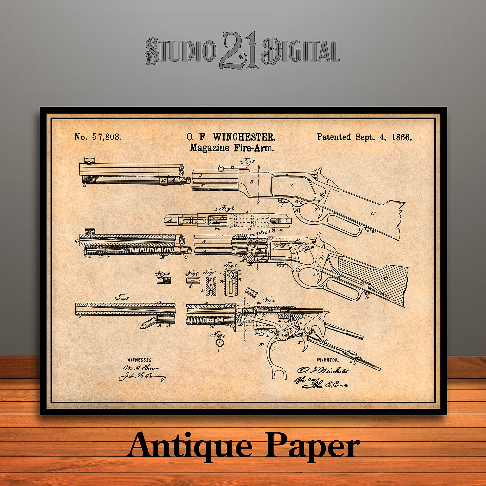 Winchester Lever Action Rifle Patent Digital Download, Farmhouse Wall ...