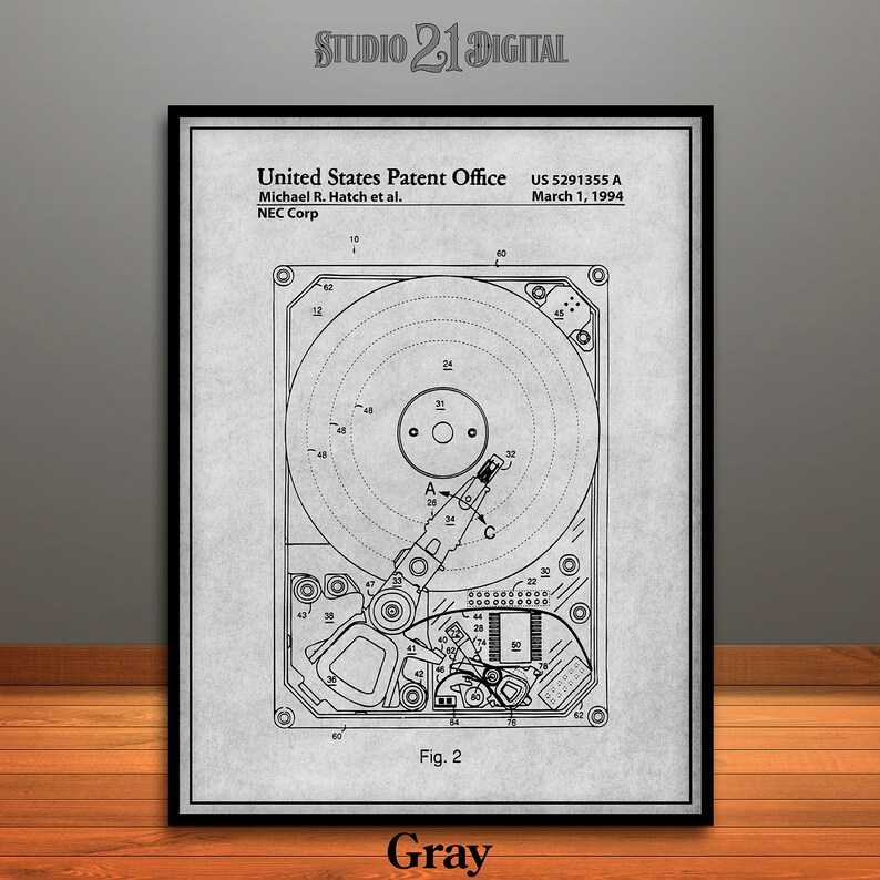 Computer Hard Drive Patent Digital Download Computer Decor | Etsy