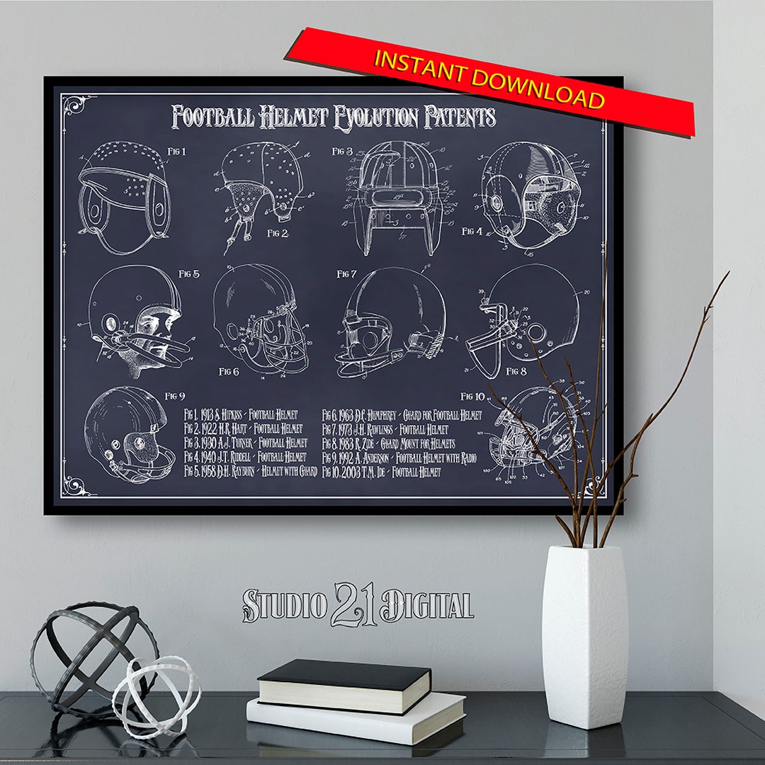 Football Helmet Evolution Patents Digital Download Football - Etsy UK