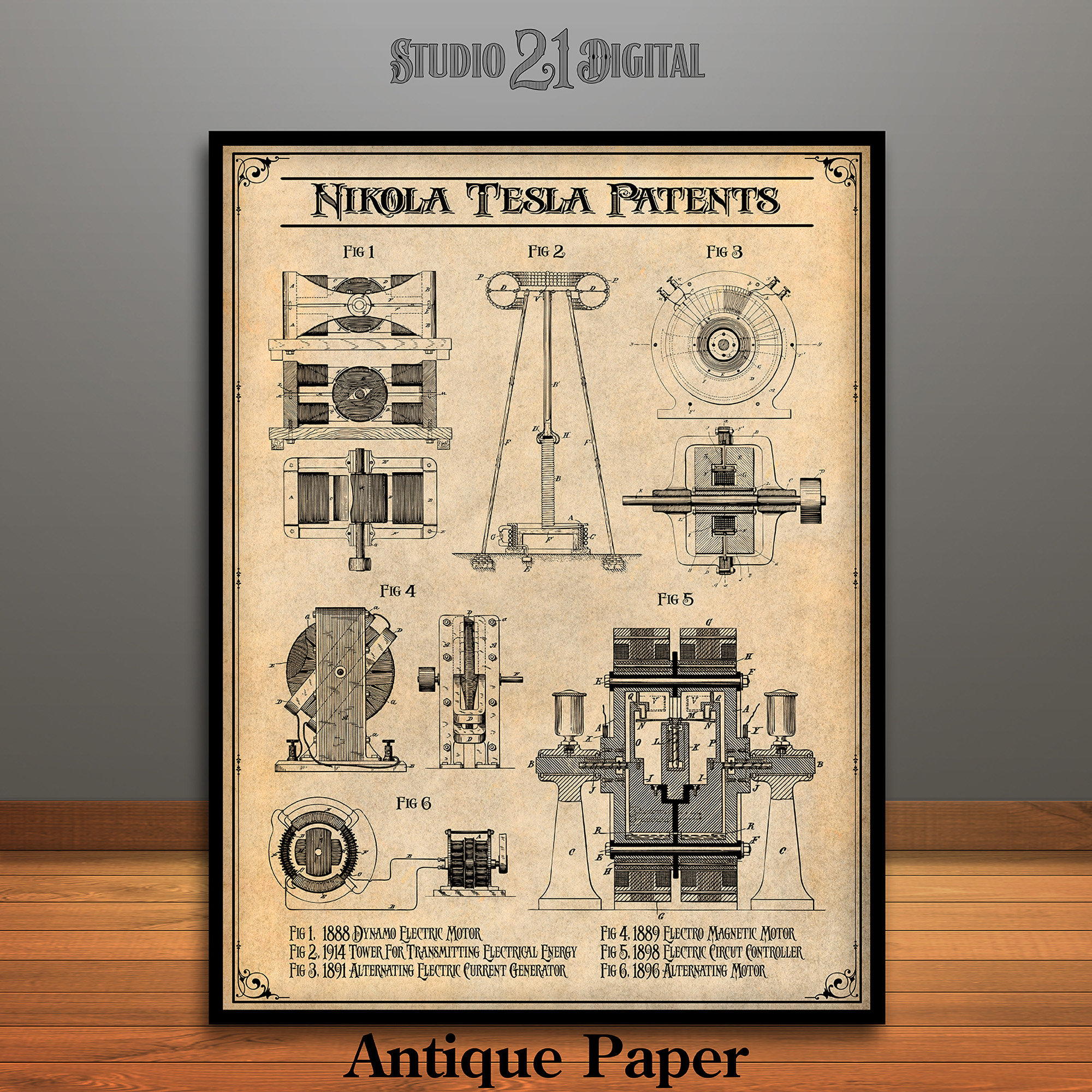 Nikola Tesla Patents Digital Download, Science Decor - Etsy