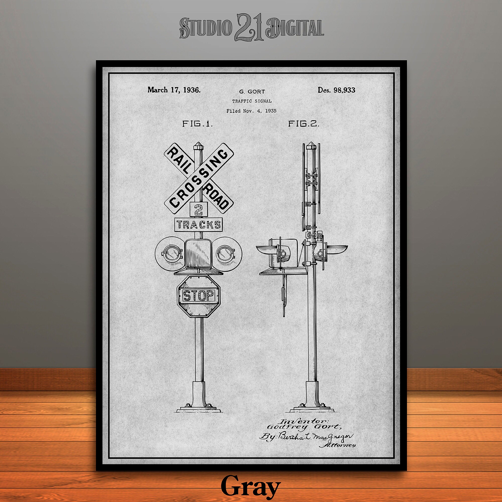 Railroad Crossing Traffic Signal Patent Digital Download, Railroad ...
