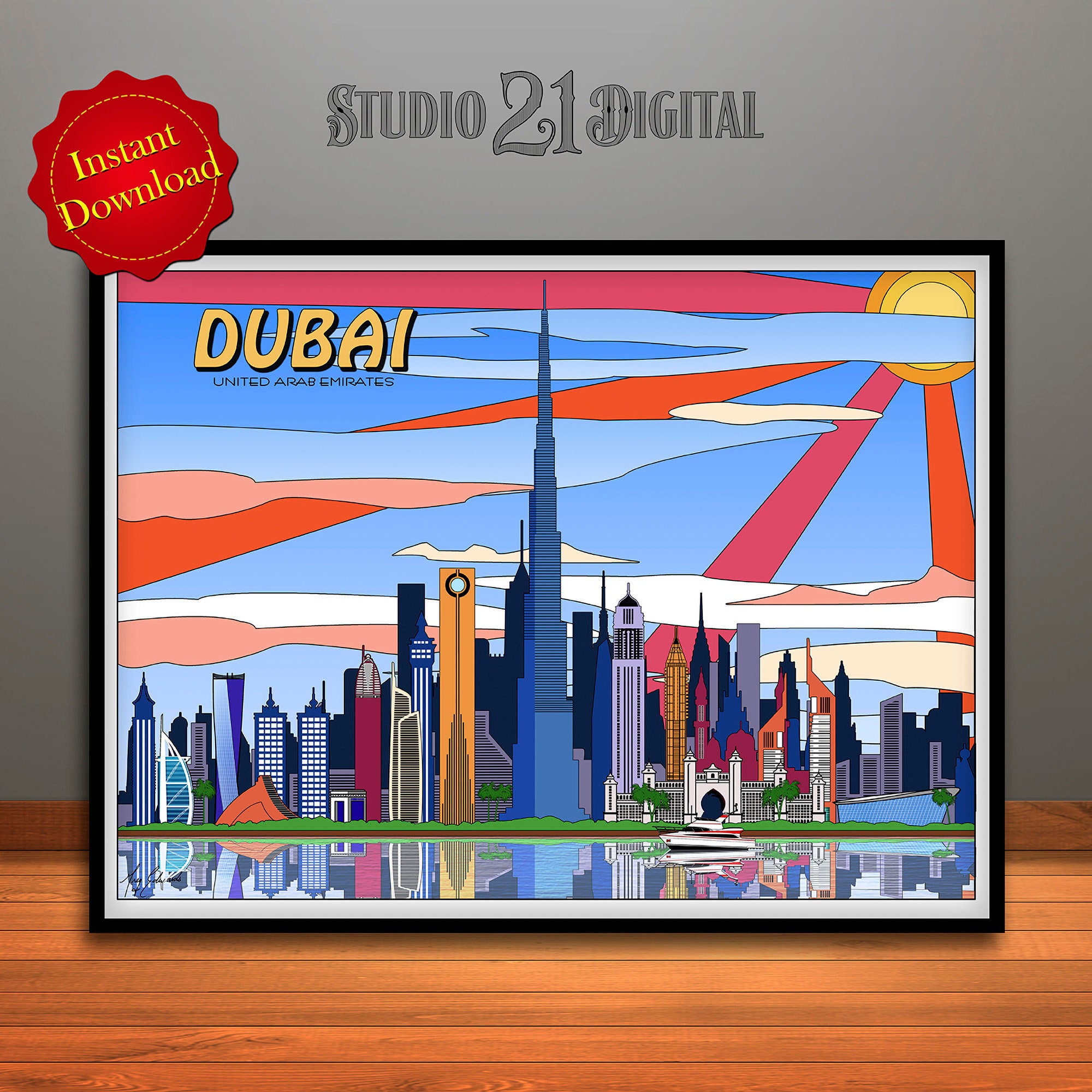 Dubai Pop Art Digital Download, UAE City Skyline Print, Travel Gift - Etsy