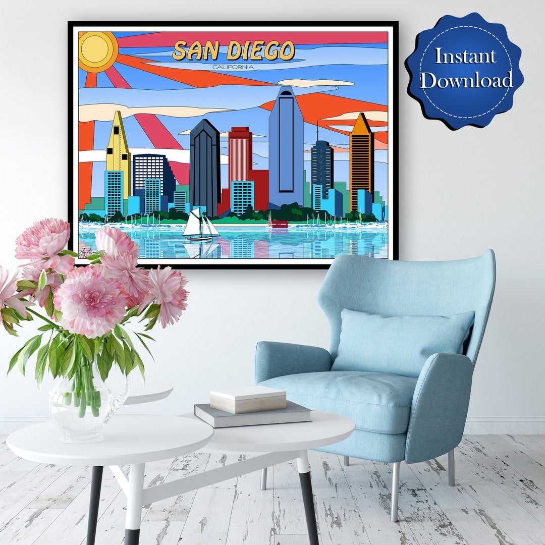 San Diego Pop Art Digital Download, California Art Print, America's ...