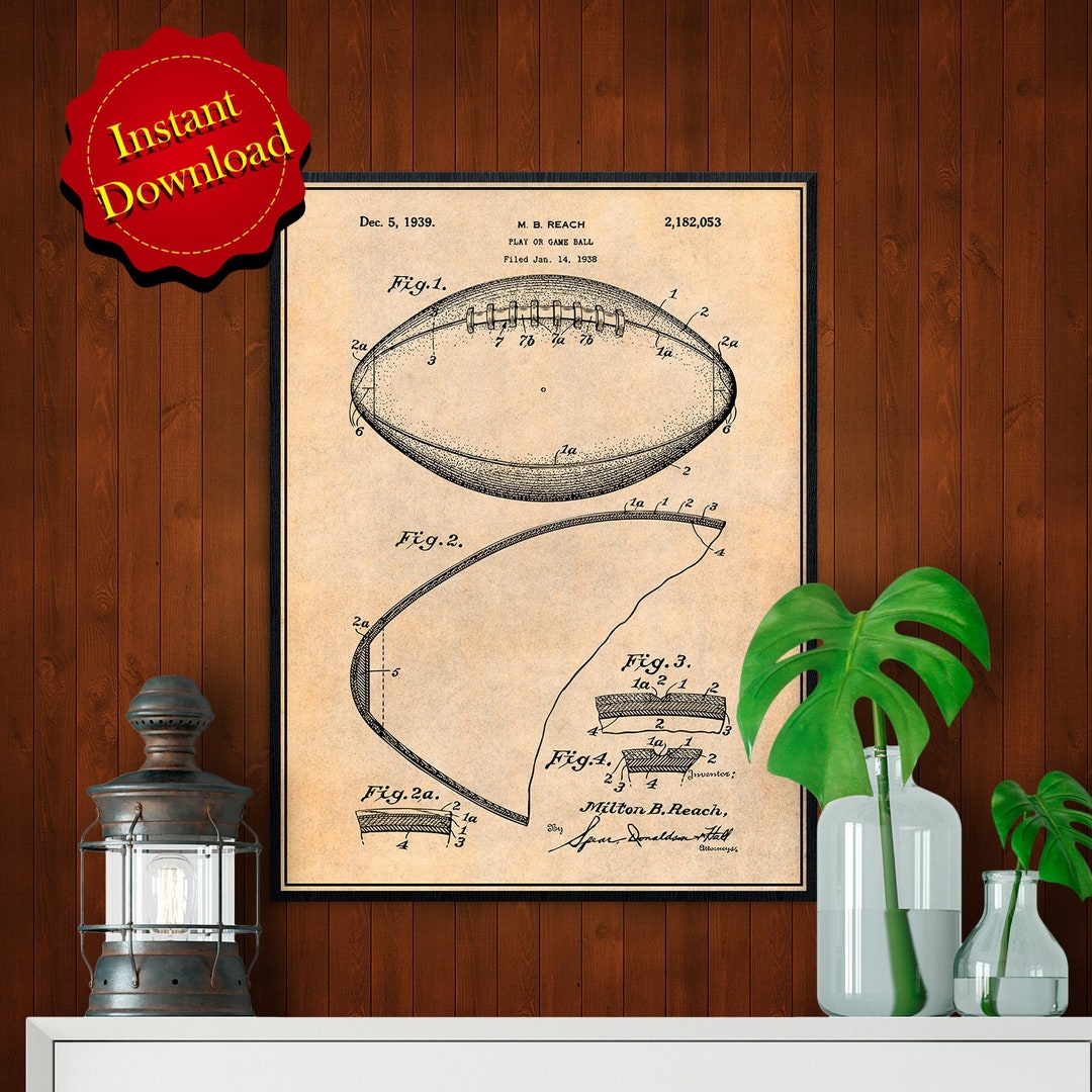 Reach Football Printable Patent, Football Coach Gift Printable Wall Art ...