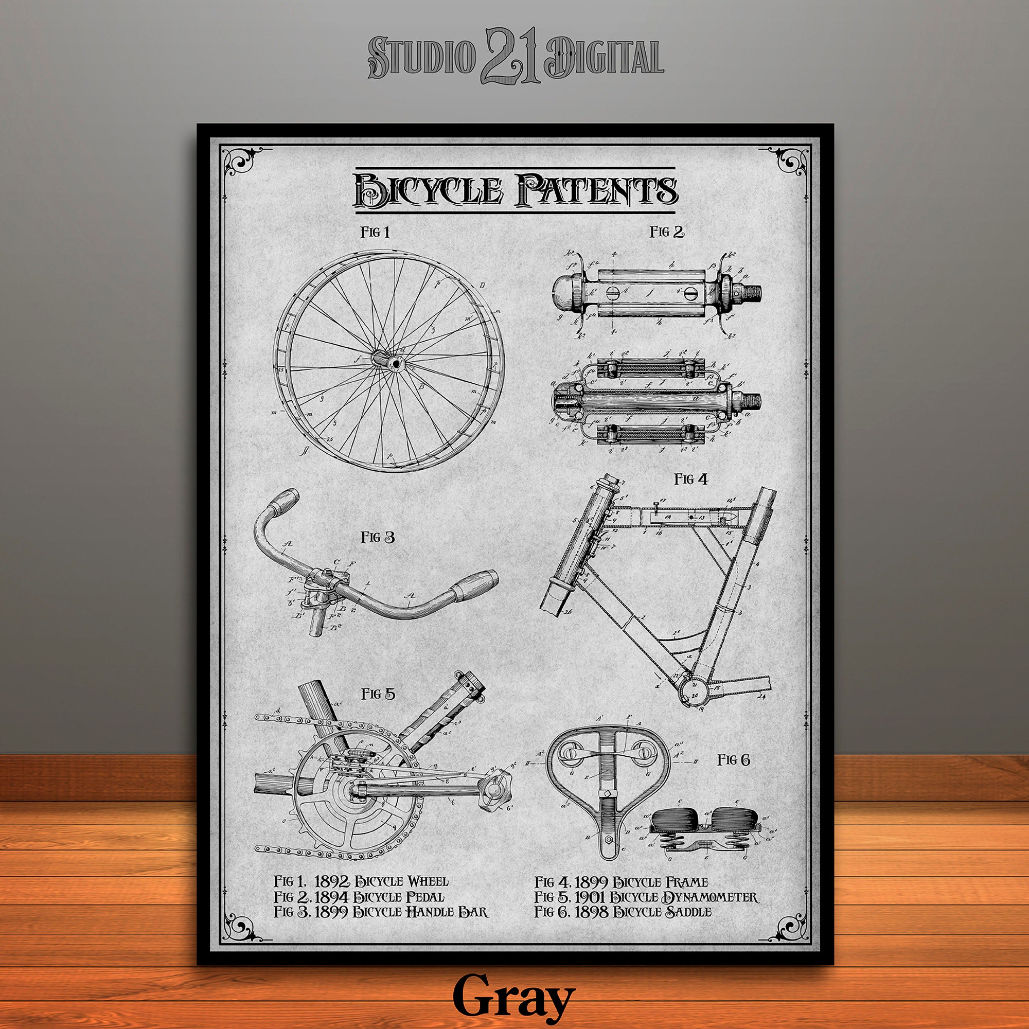 Bicycle Patents Digital Download, Cycling Art Print Vintage Bicycle ...