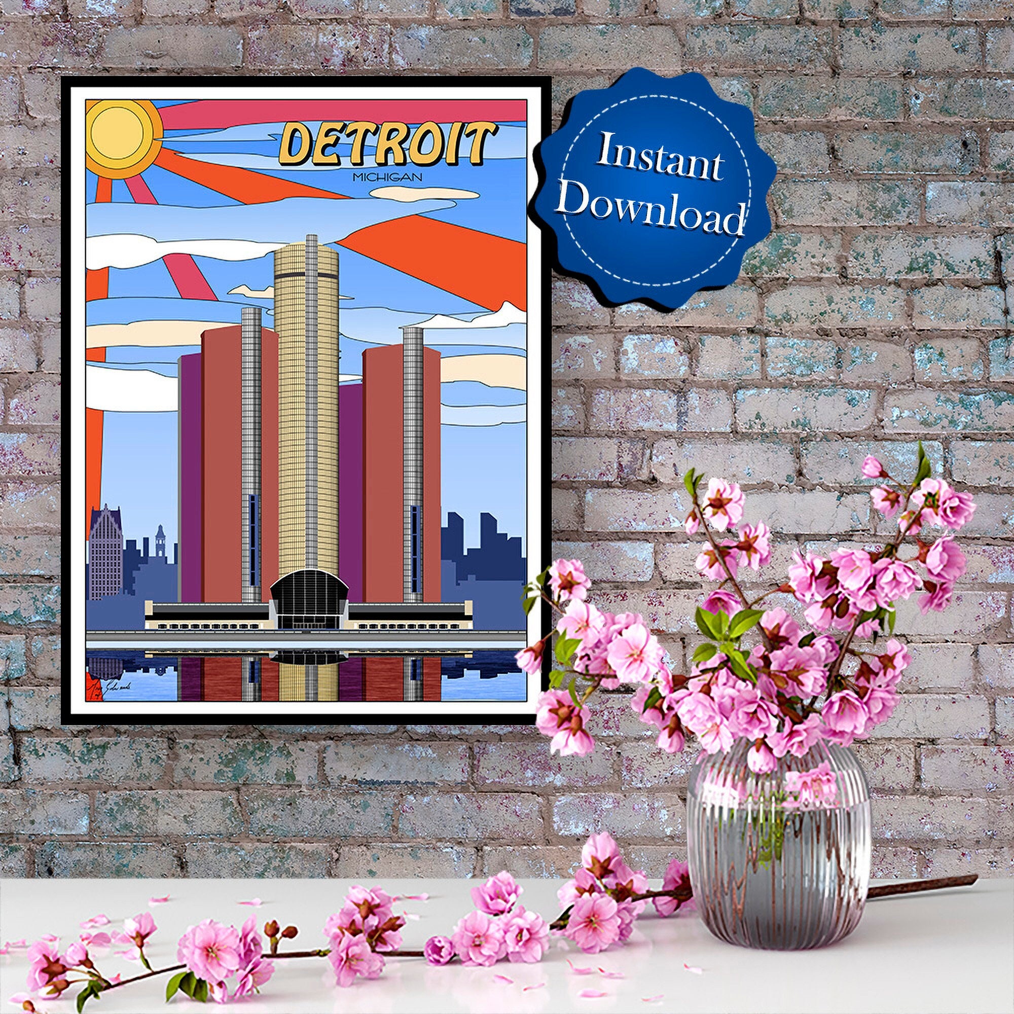 Detroit City Skyline Print Out