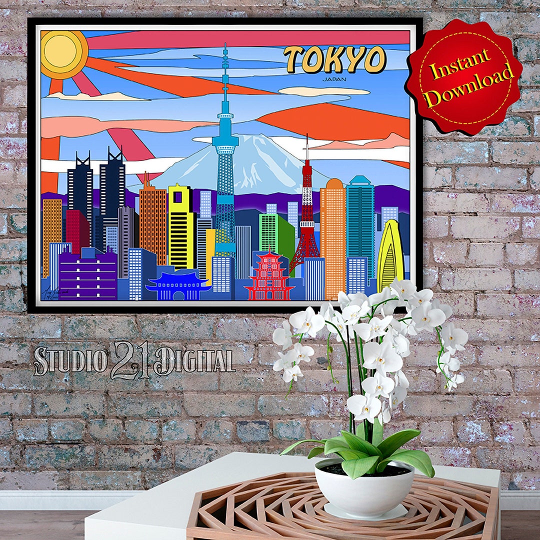 Tokyo Japan City Skyline Pop Art Digital Download, Travel Decor ...