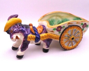 Italian Ceramic Donkey Cart - Etsy