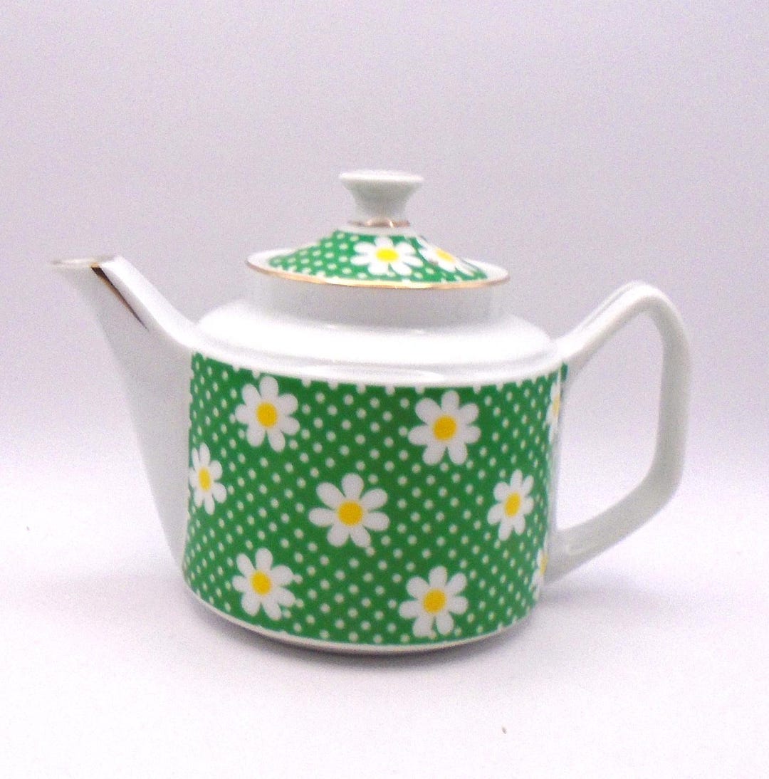 Vintage 1970's John Wagner & Sons Green and White Polka Dotted Daisy ...