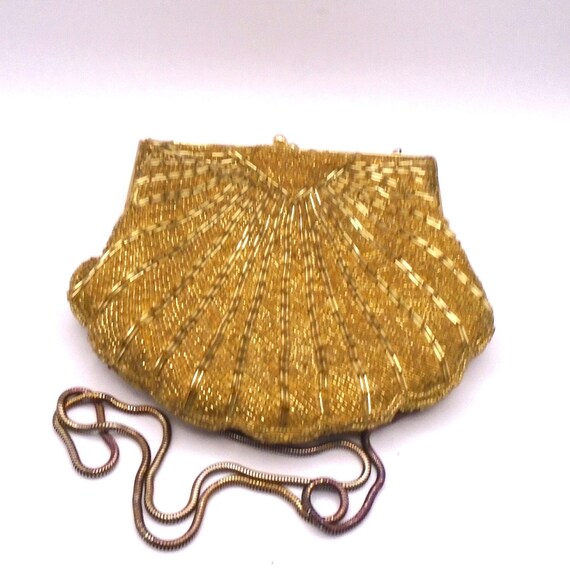 Vintage Carolyn Barton Gold Beaded Shell Shape Evenin… - Gem