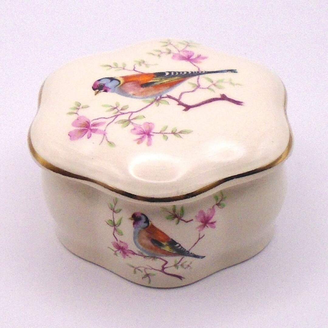 Vintage Royal Worcester Palissy Trinket Box With Lid With Bird and ...