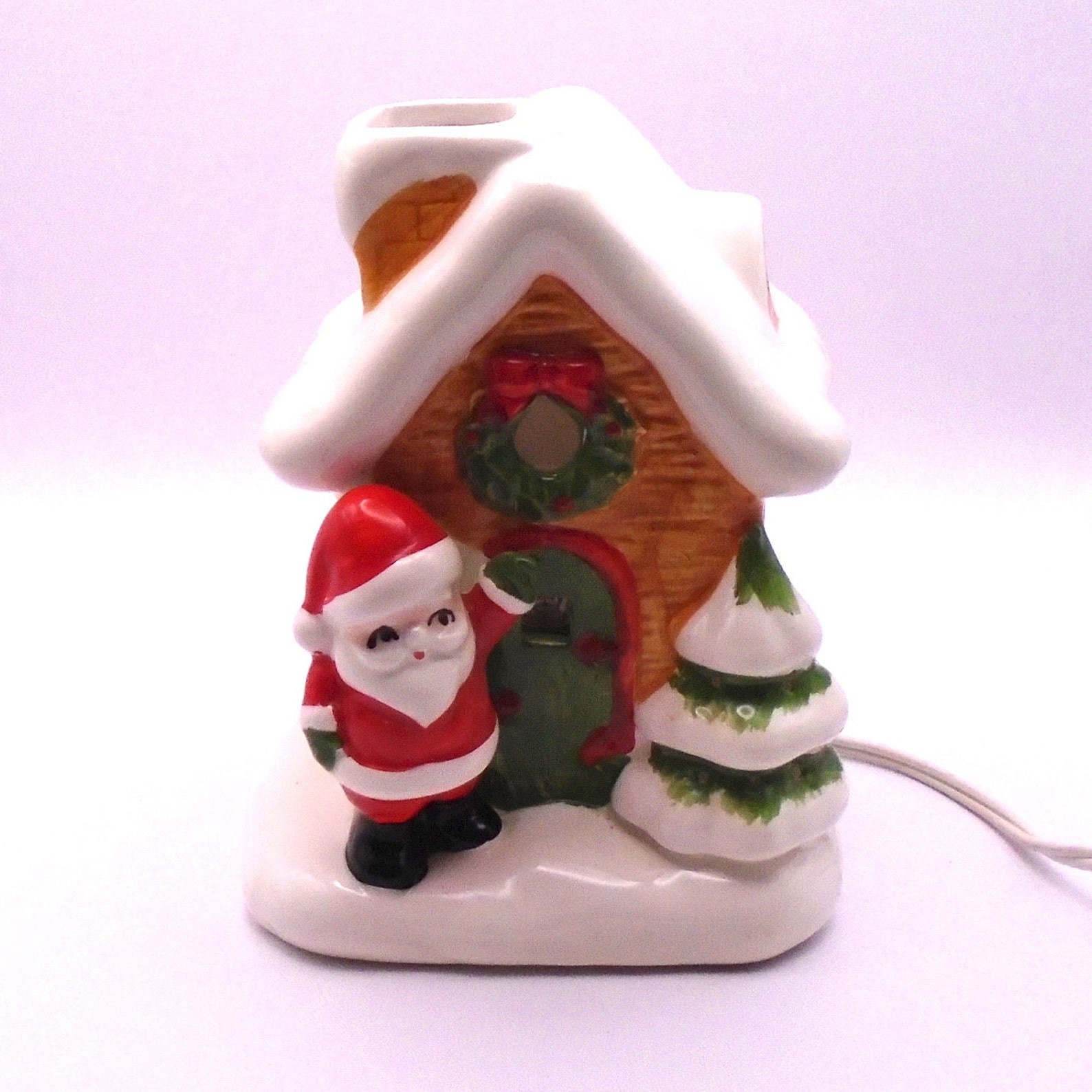 Vintage Lefton Ceramic Christmas House Night Light With Santa - Etsy