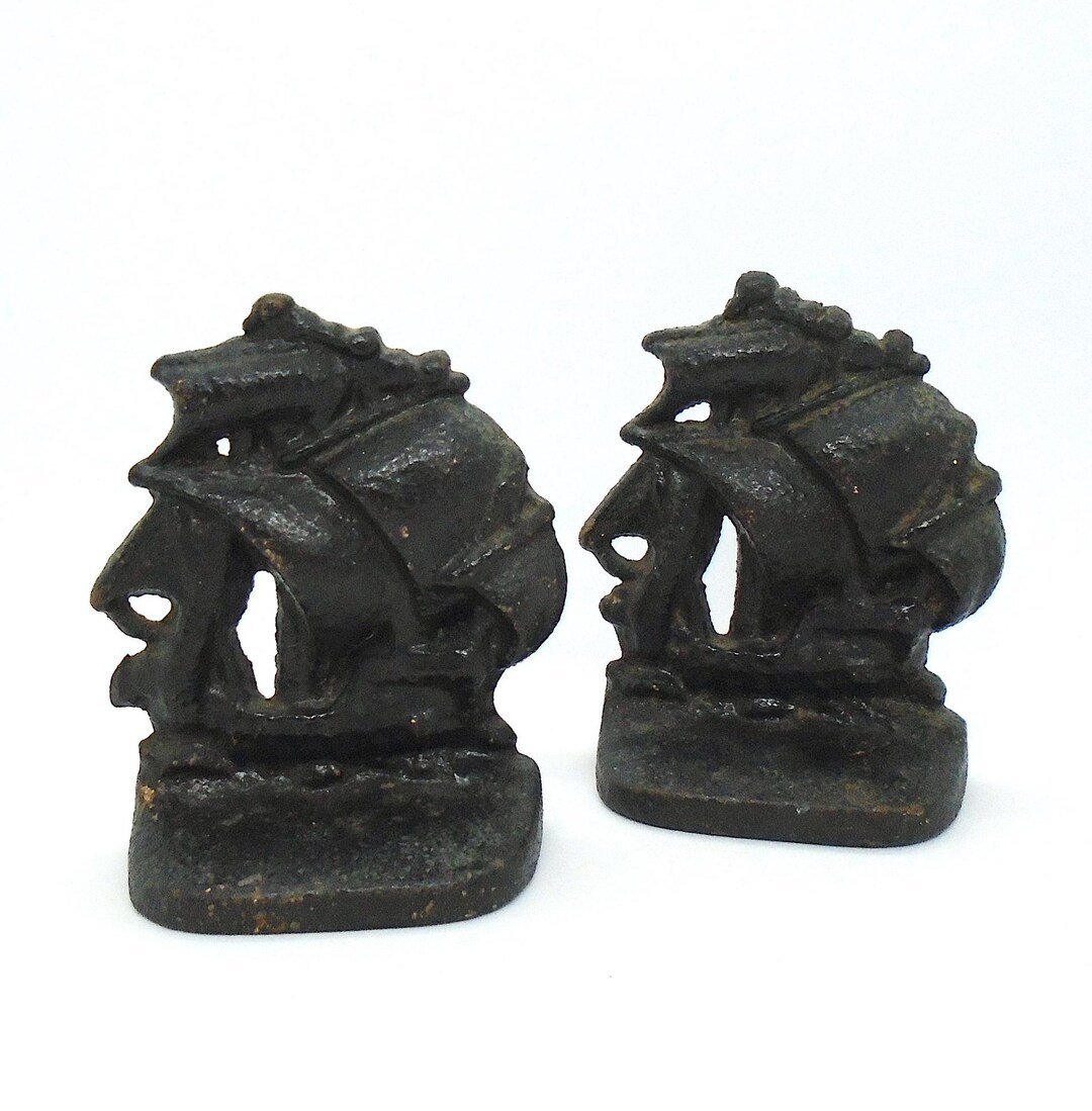 Vintage Cast Iron Sailing Ship Bookends: Nautical Decor Set - Etsy