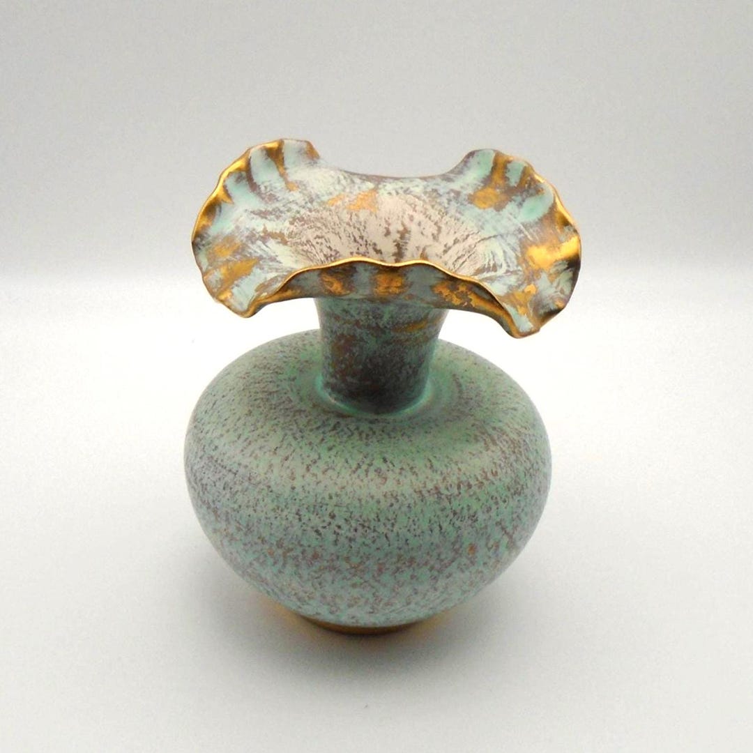 Vintage Stangl Pottery Vase, #4080, Circa 1950's, Turquoise and Gold ...