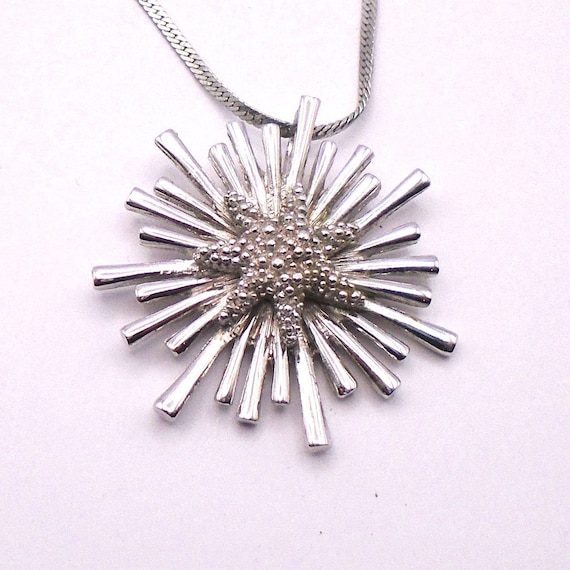 Vintage Starburst Signed Monet Cast Silver Dotted Tex… - Gem