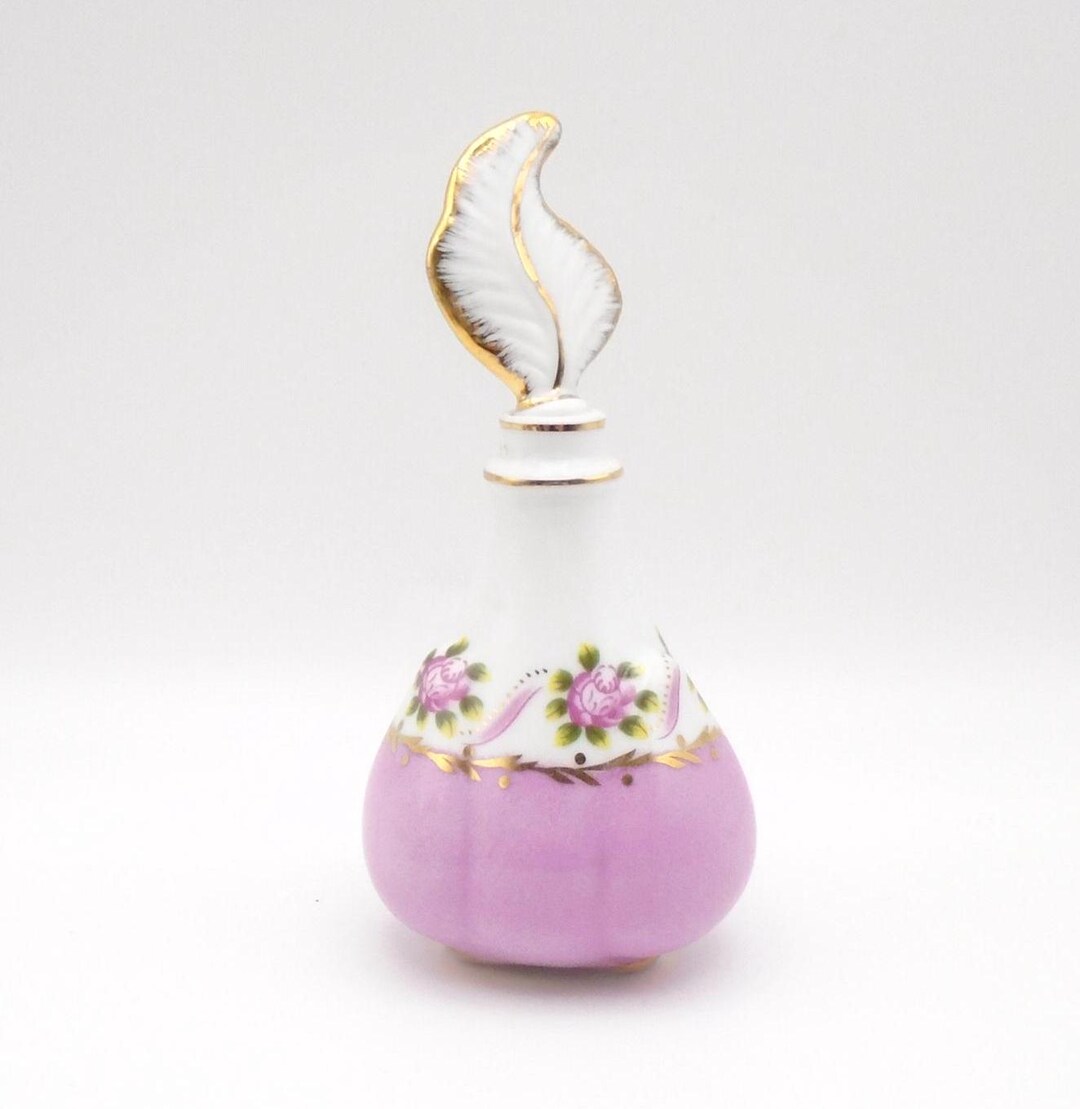Vintage Hand-painted Porcelain Scent/perfume Bottle With Leaf Shaped ...