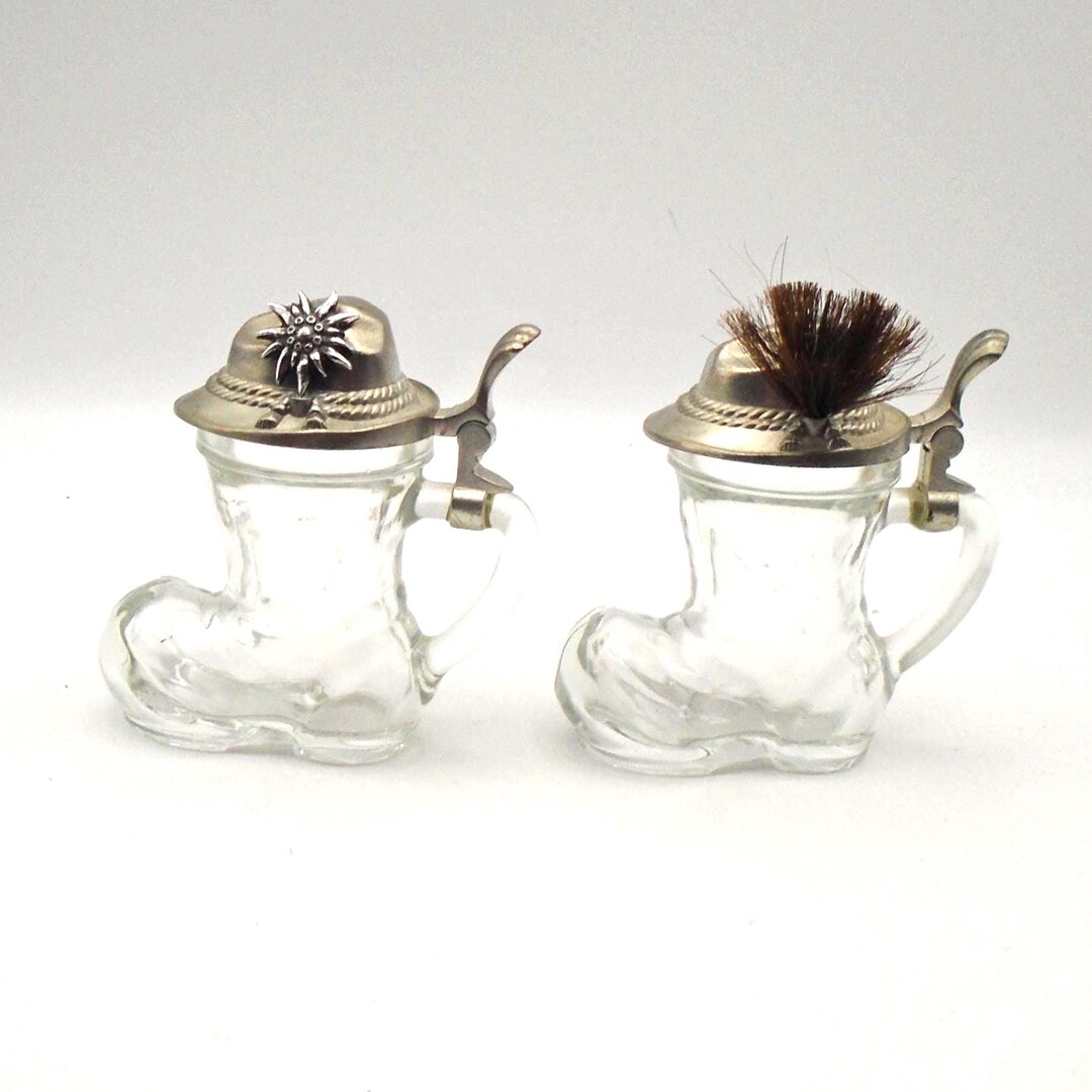 Vintage German BMF Lidded Glass Beer Boots, Made in West Germany, Set ...