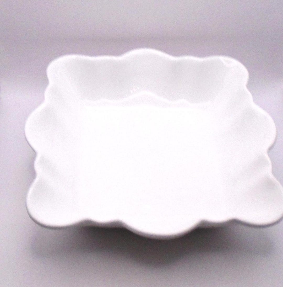 Vintage Farval Pottery White Ceramic Scalloped Serving Dish, Made in ...