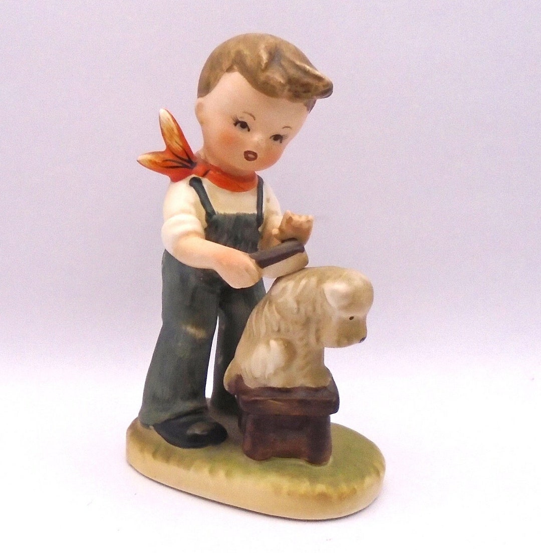 Vintage Erich Stauffer Pet Time Boy Brushing Puppy Dog Figurine 55/1057 ...
