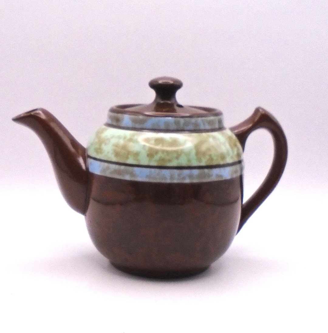Vintage Sadler Tea Pot Single Serve Brown With Green Blue Marbleized ...