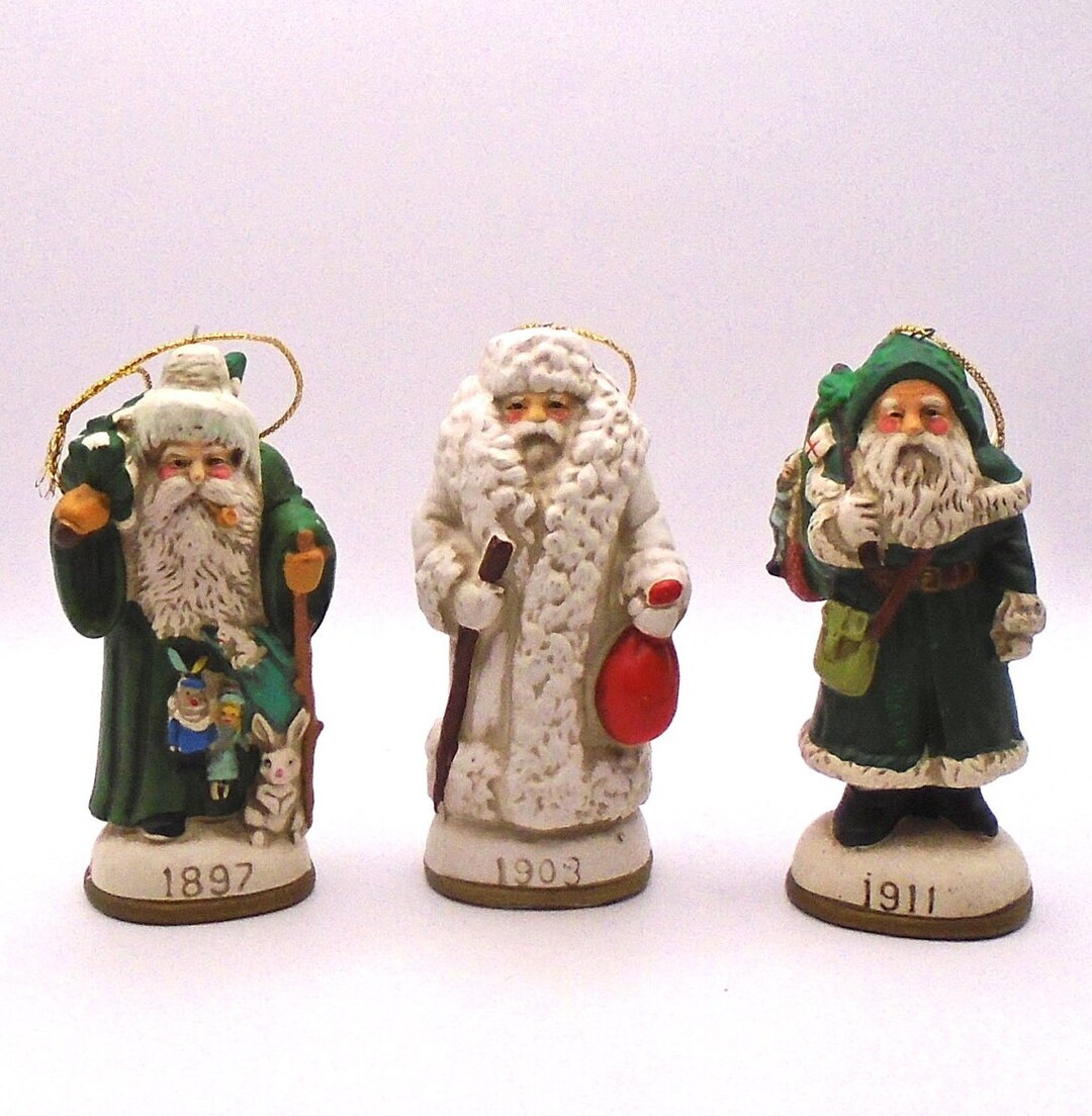 Three Vintage Christmas Reproduction Inc. Santa Ceramic Figurine ...