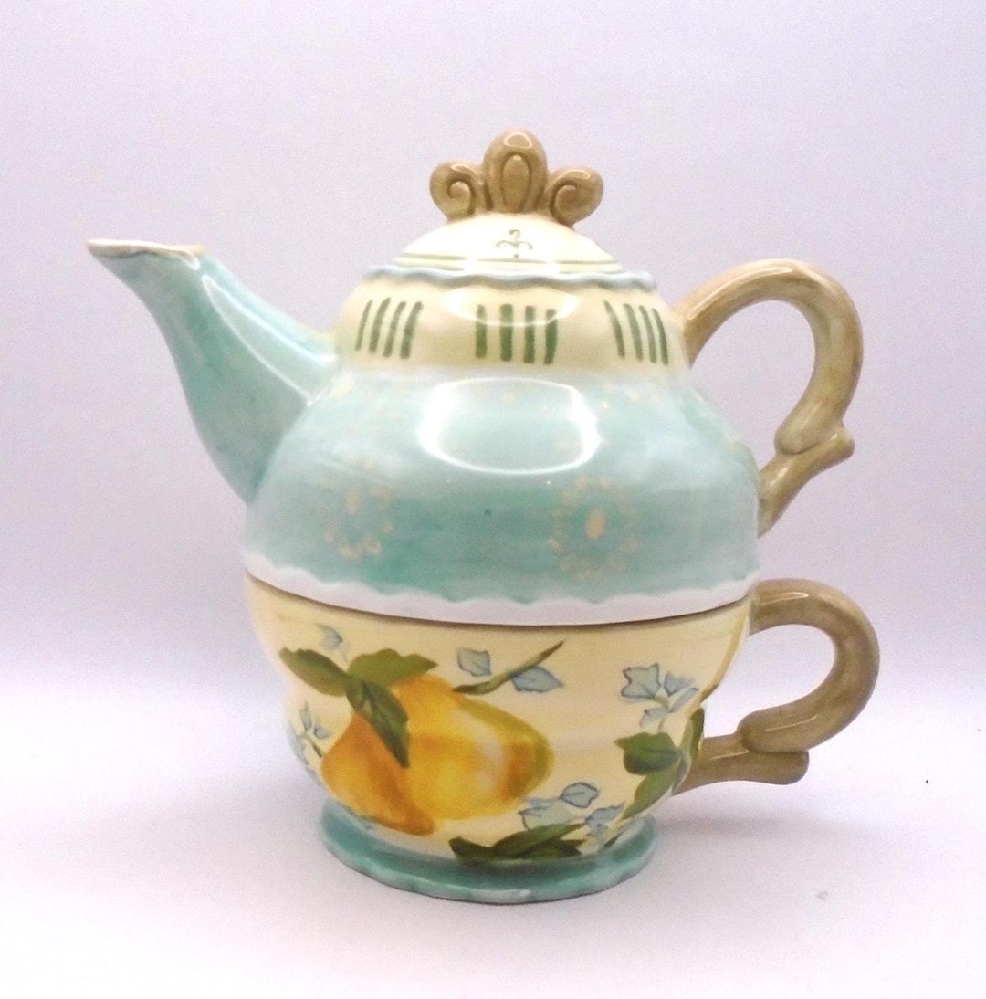 Vintage Tracey Porter Hand-painted Tea-for-one Stacking Teapot and Cup ...