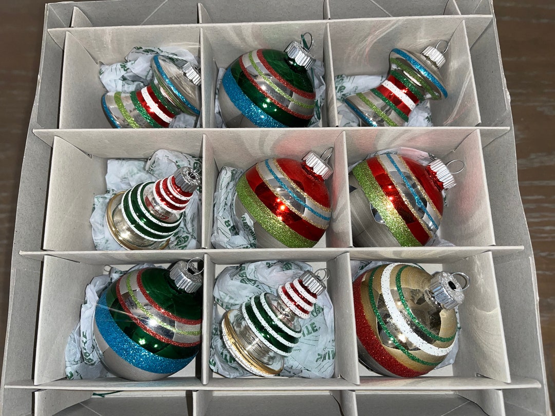 9 Shiny Brite Ornaments, Shiny Brite Radko UFO Ornament, 2 1/2 Dia ...