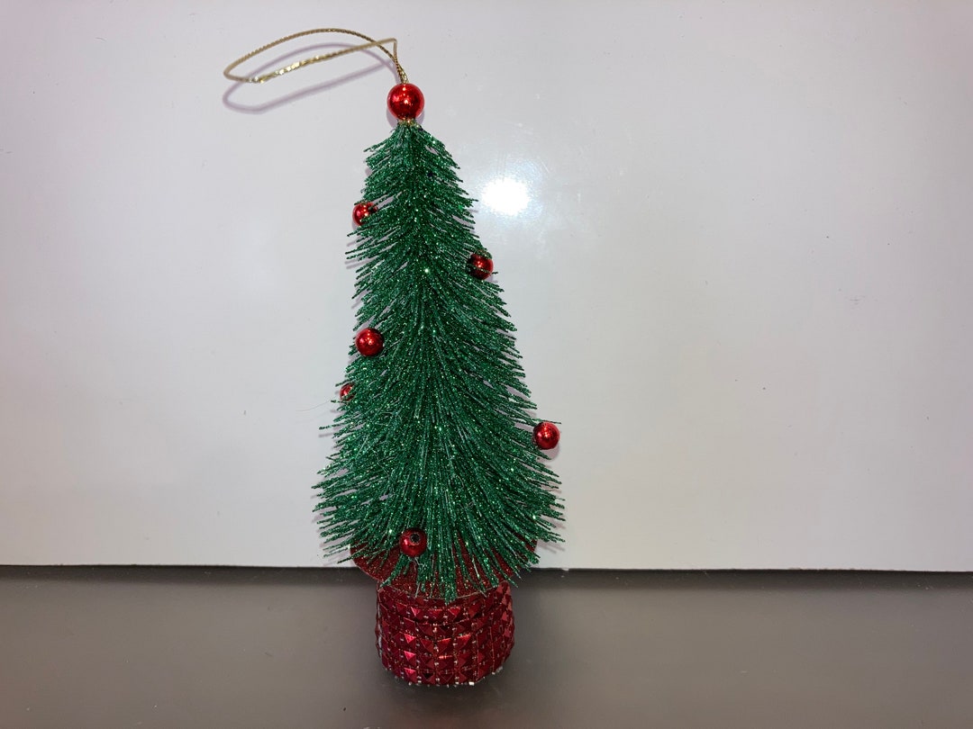 Glittered Christmas Tree, Green Metallic Christmas Tree, Red Mercury ...