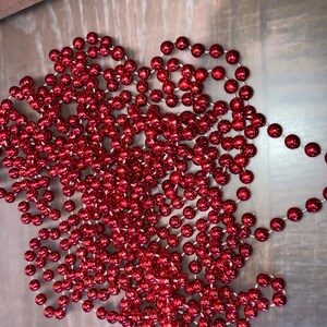 36' Vintage Red Bead Garland, Red Round Bead Garland, Christmas Tree ...