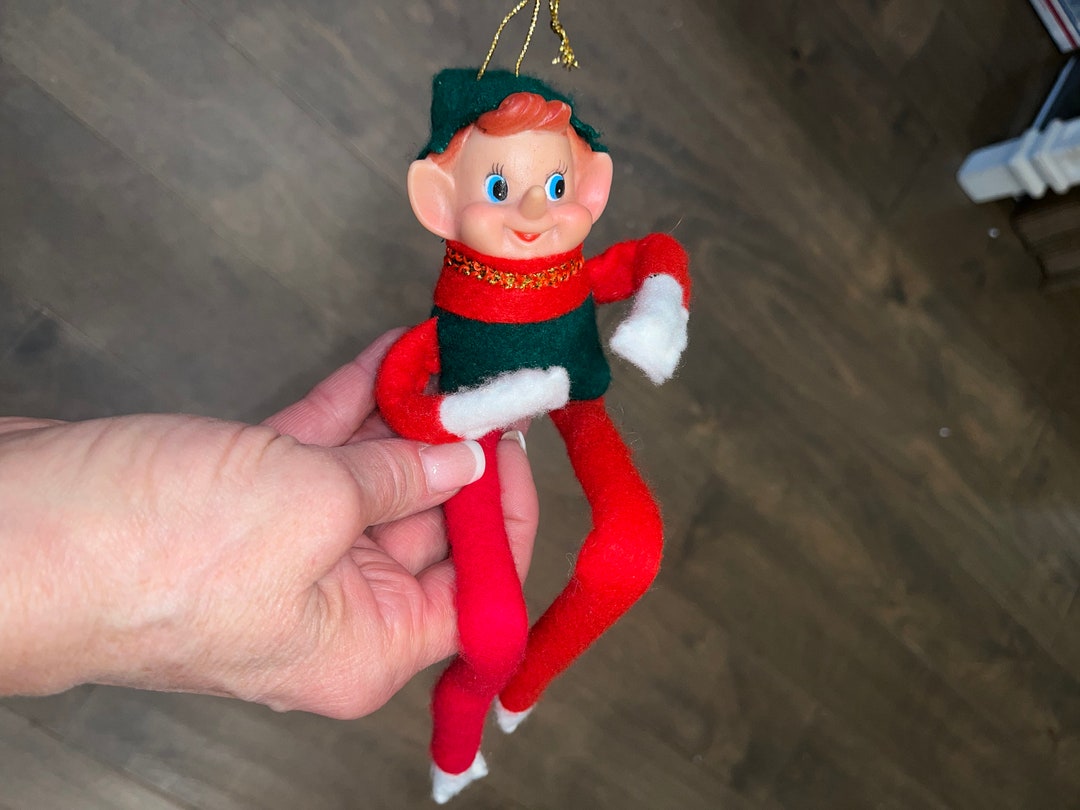 Vintage Rubber Faced Pixie Elf, Vintage Felt Elf Figure, 14" Stuffed ...