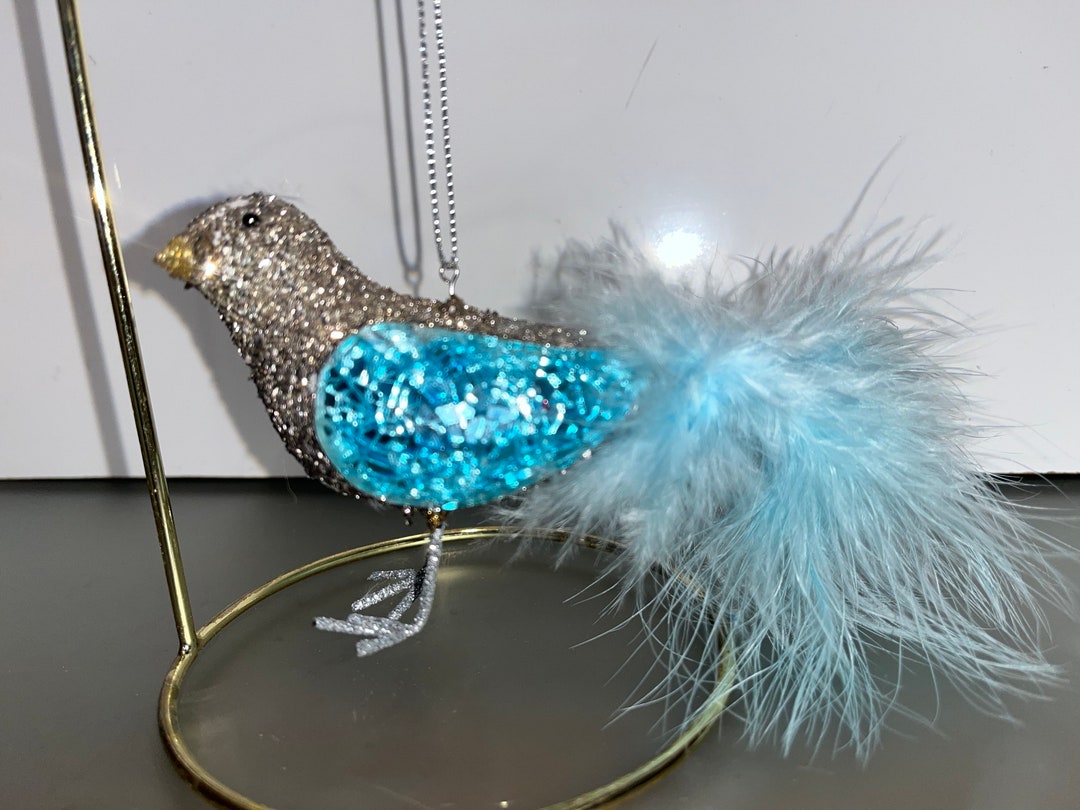 Vintage Silver Mica Glitter Bird, Vintage Japan Silver Glittered Bird ...