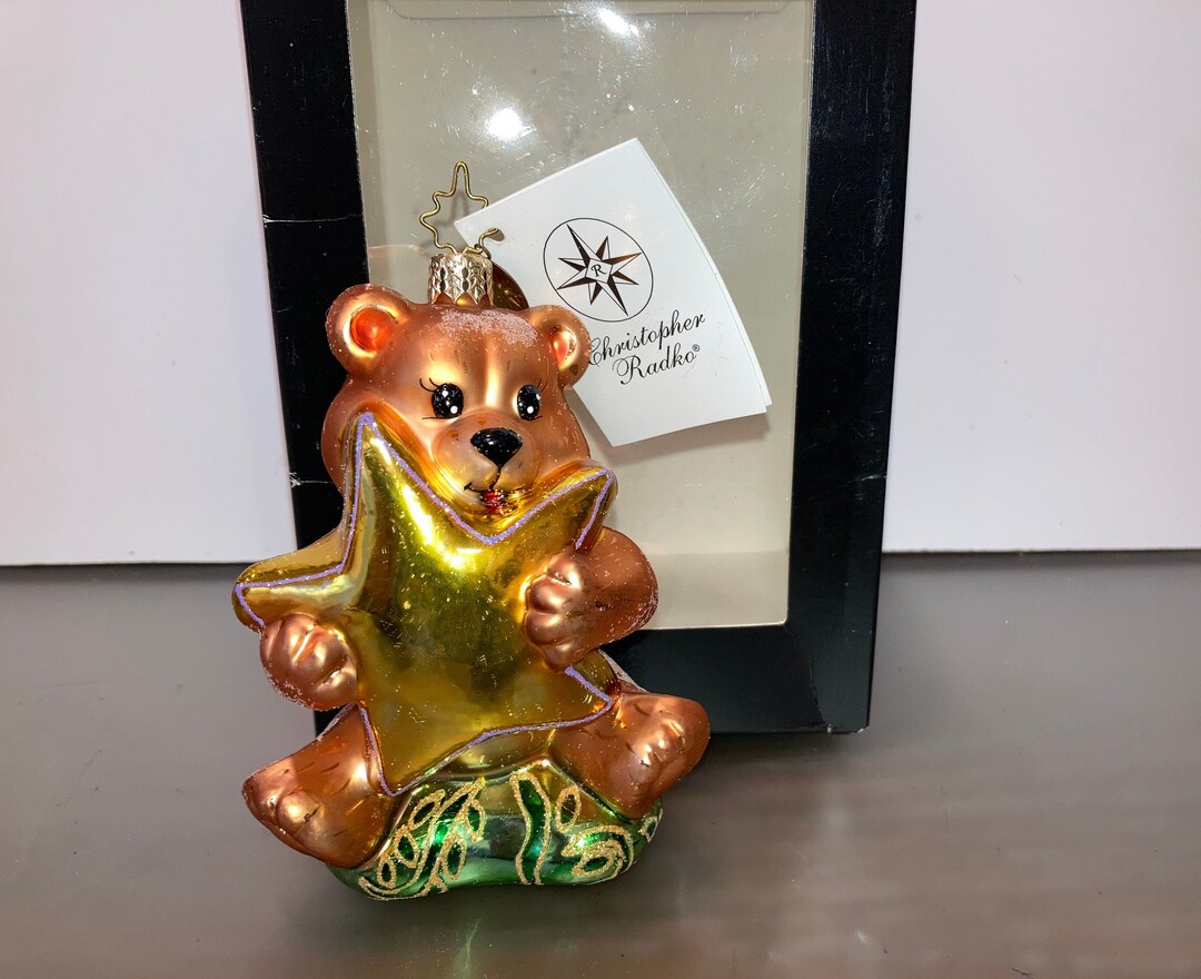 Radko Teddy Bear Ornament, Radko Blown Glass Teddy Starshine, Radko ...