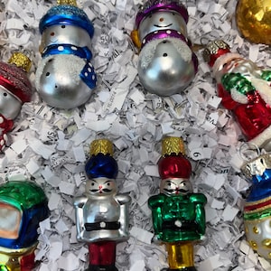 10 Mini Blown Glass Ornaments, Mini Santa Ornaments Mini Snowman ...