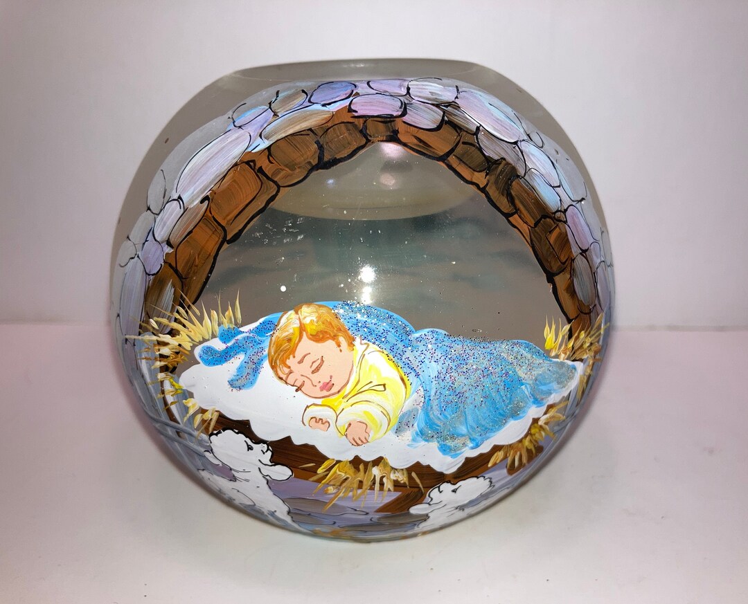 Holy Child Votive Candle Cup, Hand Painted Baby Jesus Candle Holder ...