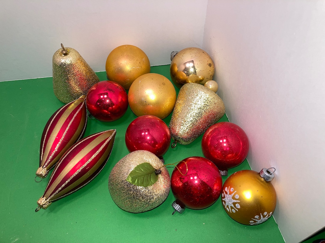 12 Vintage Glass Ornaments, 2 West German Icicles Ornaments, Bradford ...