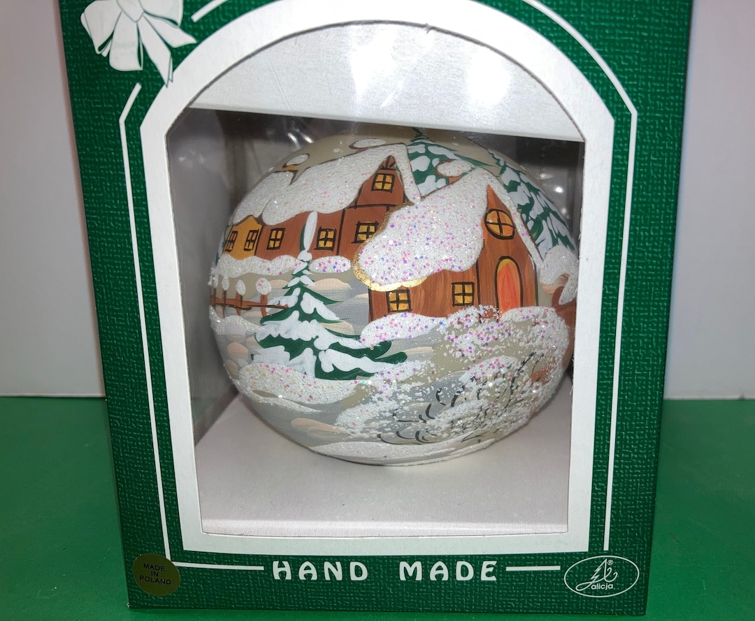 Poland Snow Scene Ornament, Painted Winter Scene Ornament, Ornament ...