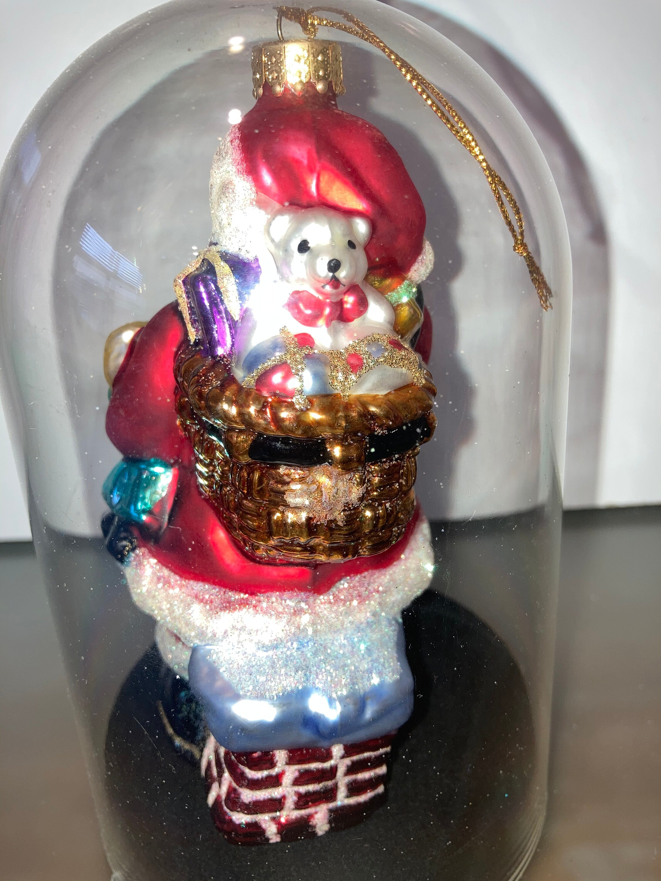 Handcrafted Glass Santa Ornament Blown Glass Glittered Santa | Etsy