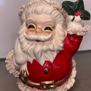 Vintage Napco Spaghetti Santa Bank, Red White Spaghetti Santa, Blue ...