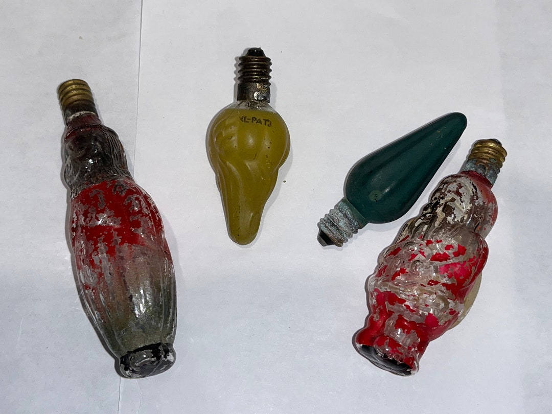 4 Antique Christmas Light Bulbs, Santa Christmas Light Bulb, Antique ...
